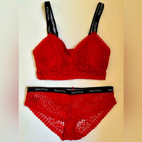 Nautica | Intimates & Sleepwear | Nautica Bra Panty Set Red Stretch ...